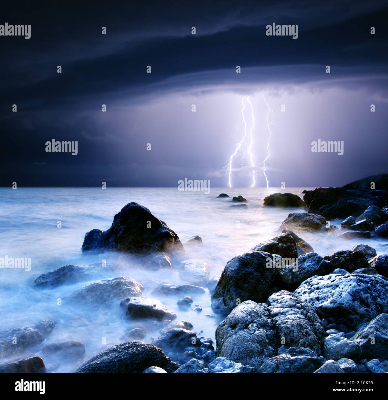 summer storm beginning with lightning Stock Photo - Alamy