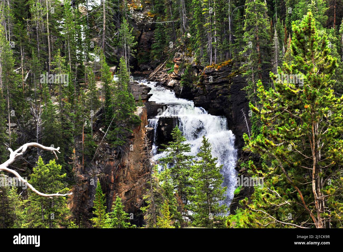 Overhead view of Beartooth Falls. Falls can be found on the Beartooth ...