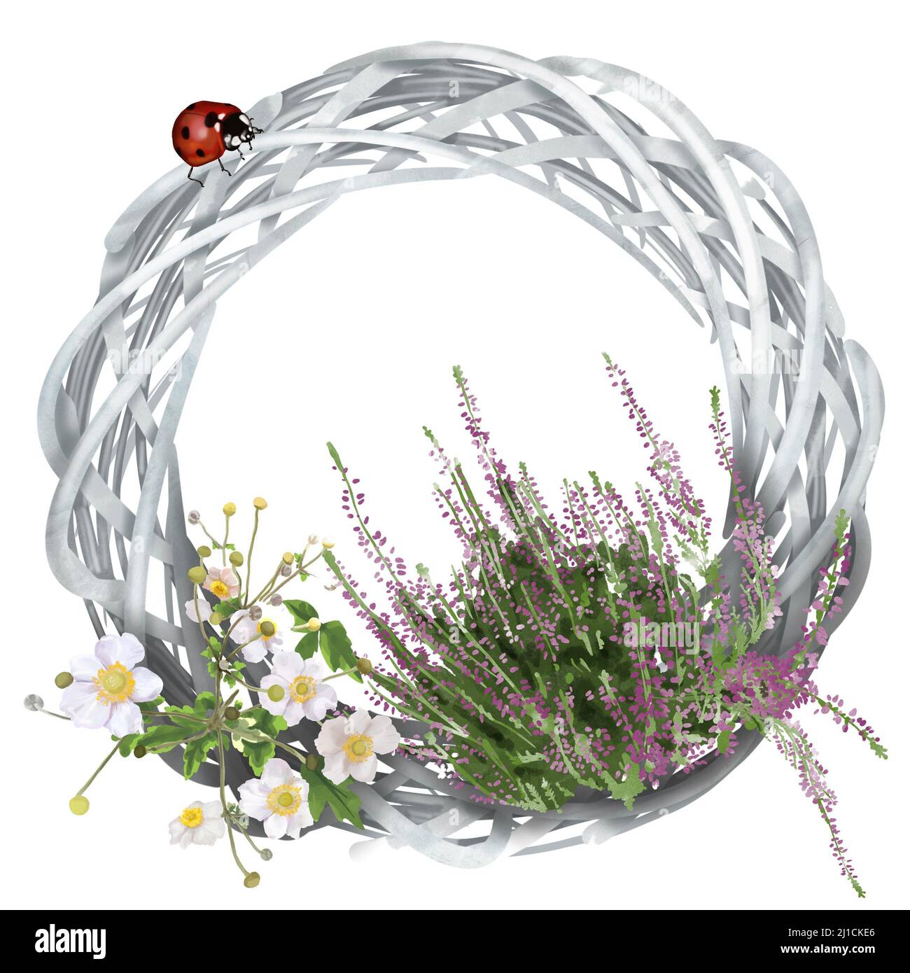 Watercolor spring wreath. Wreath with flowers. Flower frame Stock Photo ...