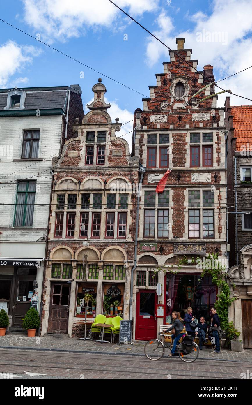 A vertical shot of the flemish historical buildings in Ghent, Belgium ...