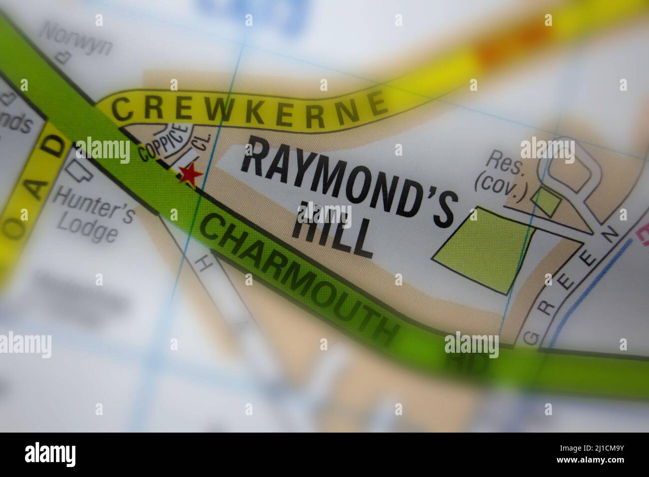 Raymond's Hill village - Devon, United Kingdom colour atlas map town ...