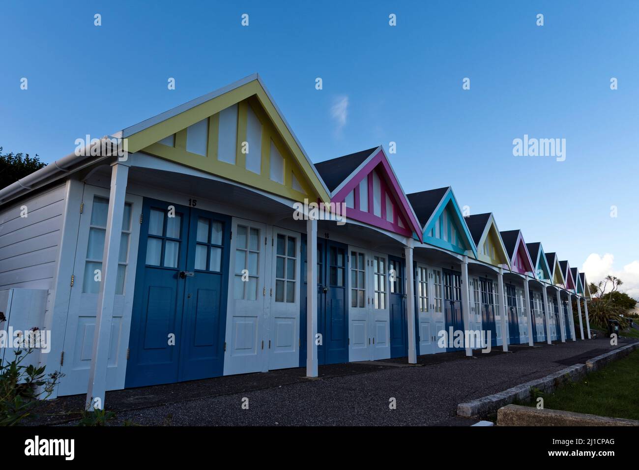 Brightly coloured Beach Huts at Weymouth, Dorset Stock Photo - Alamy