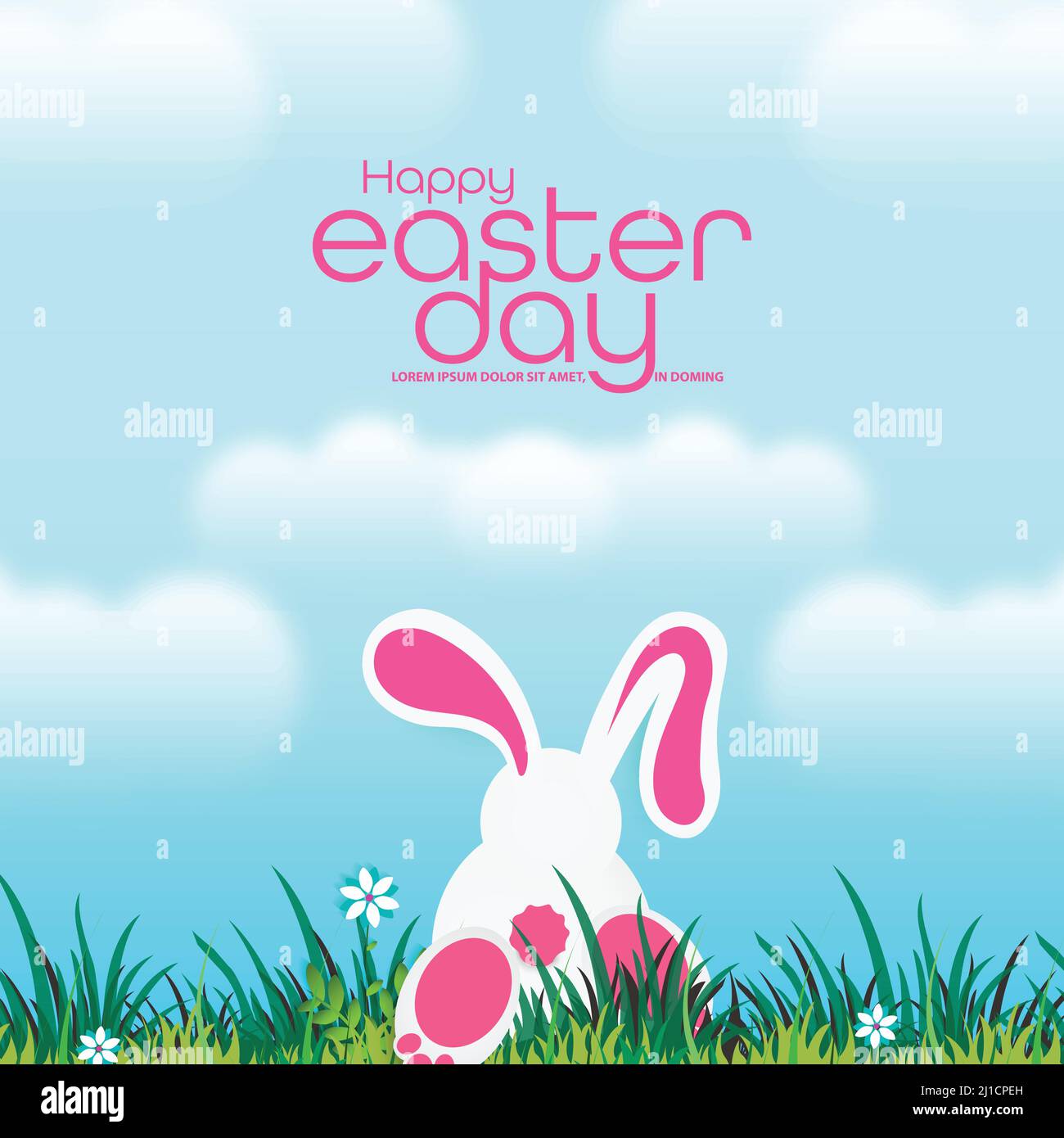 Vector Illustration of the Easter poster and the banner with rabbits ...