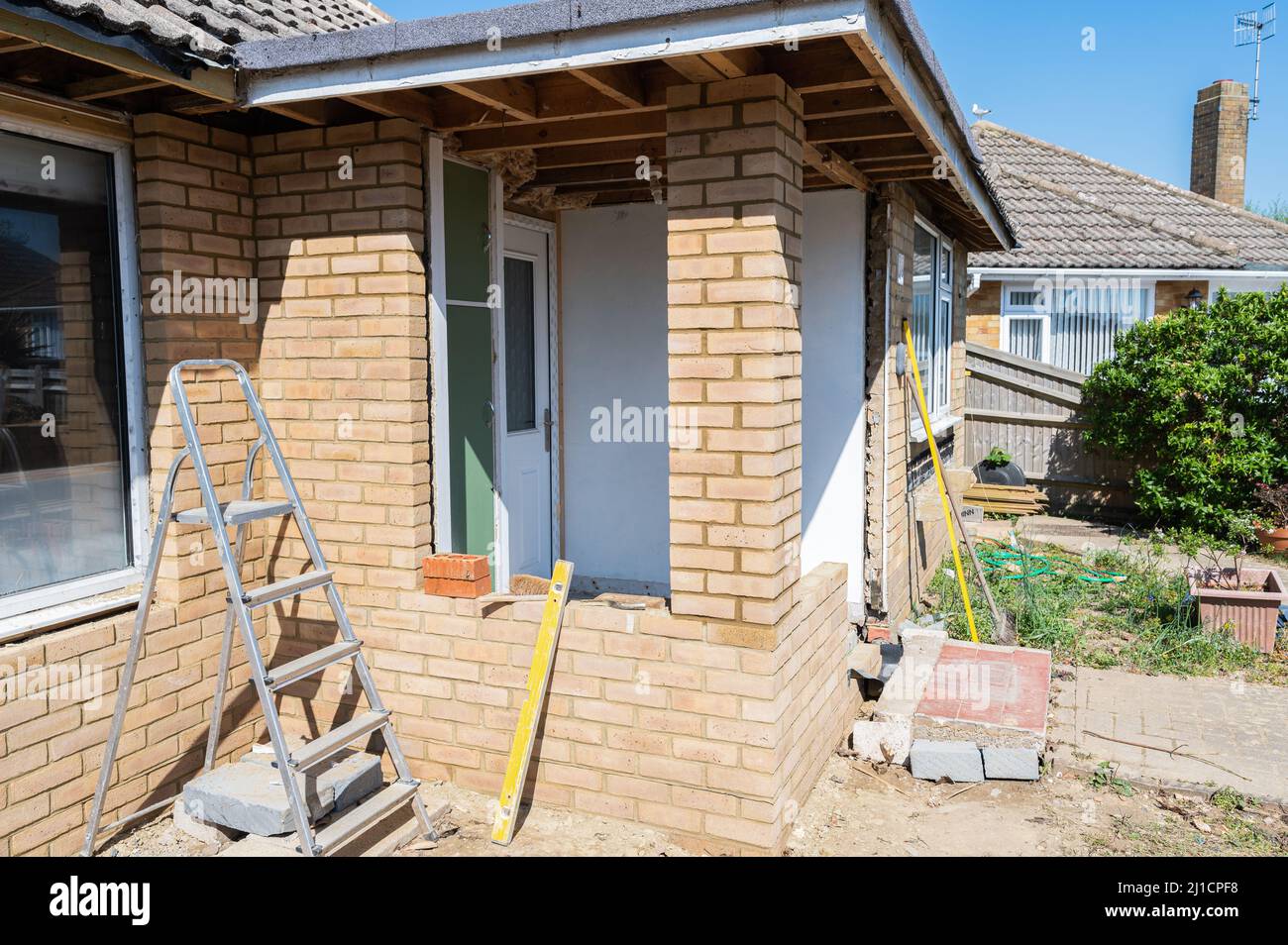 Finished brick wall of front of the house Stock Photo - Alamy
