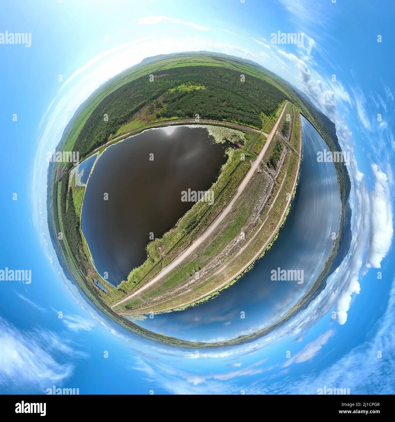 A landscape sphere created with a drone on the asteroid function ...