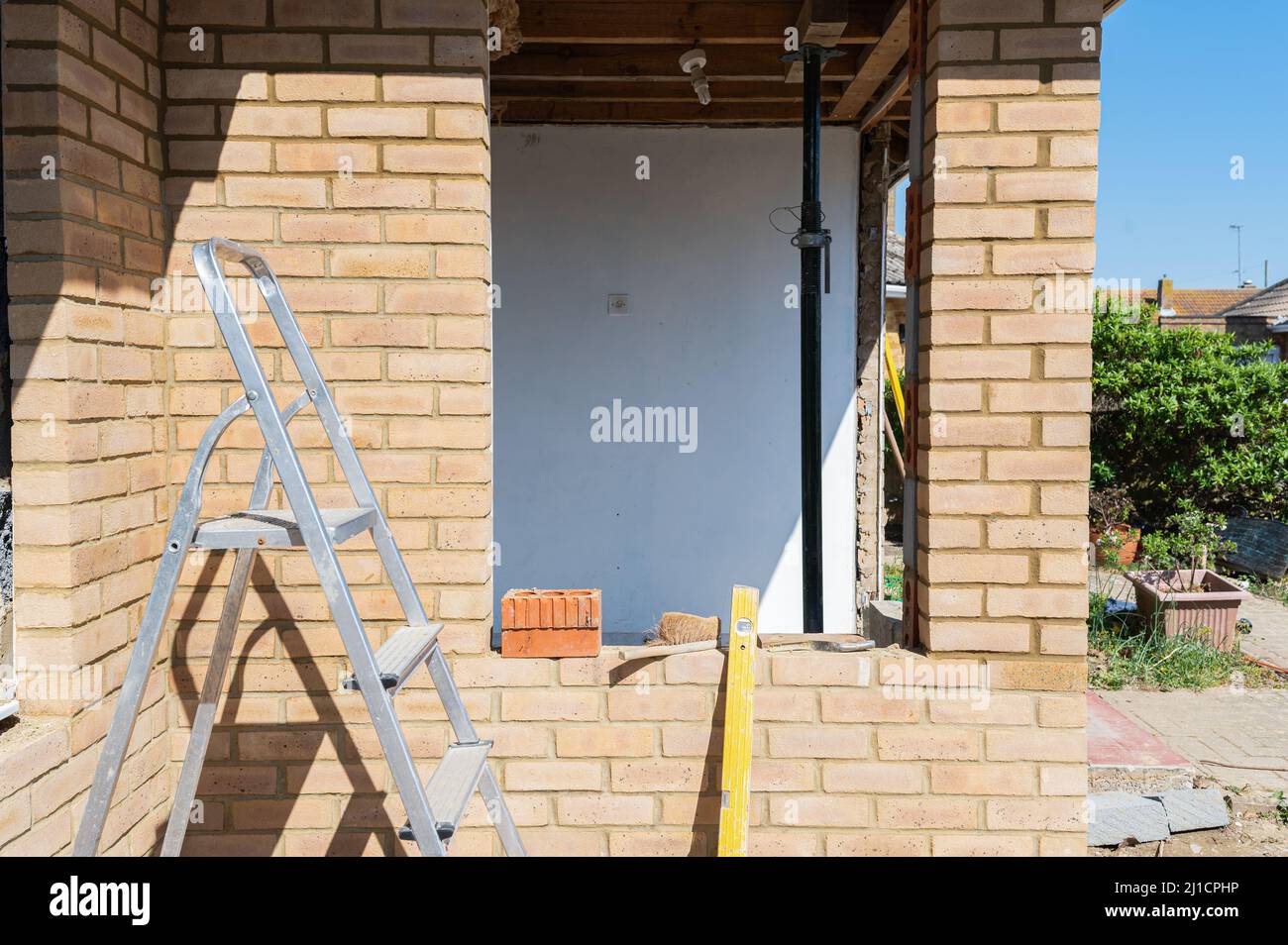 Finished brick wall of front of the house Stock Photo - Alamy