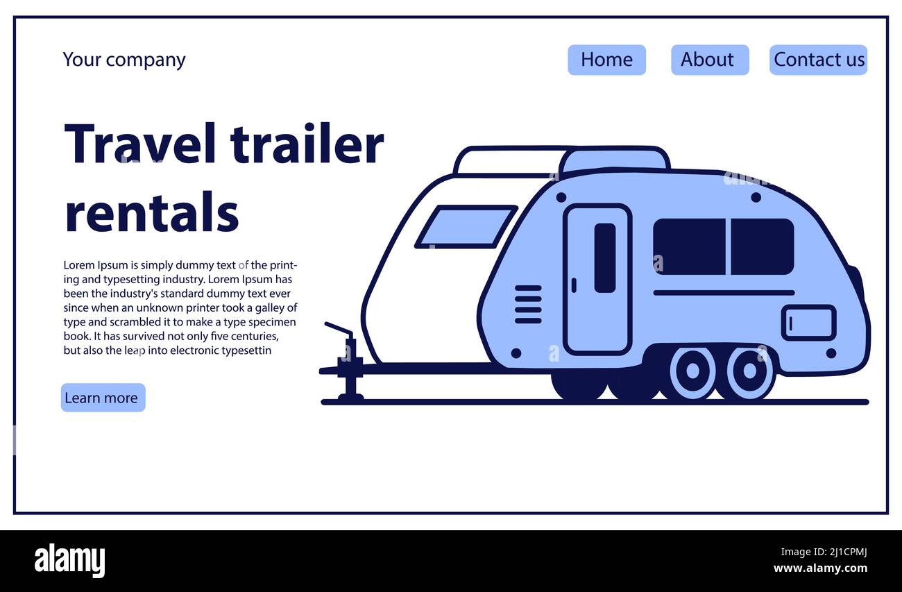 Motorhome caravan car.Website banner concept.Line art vector ...