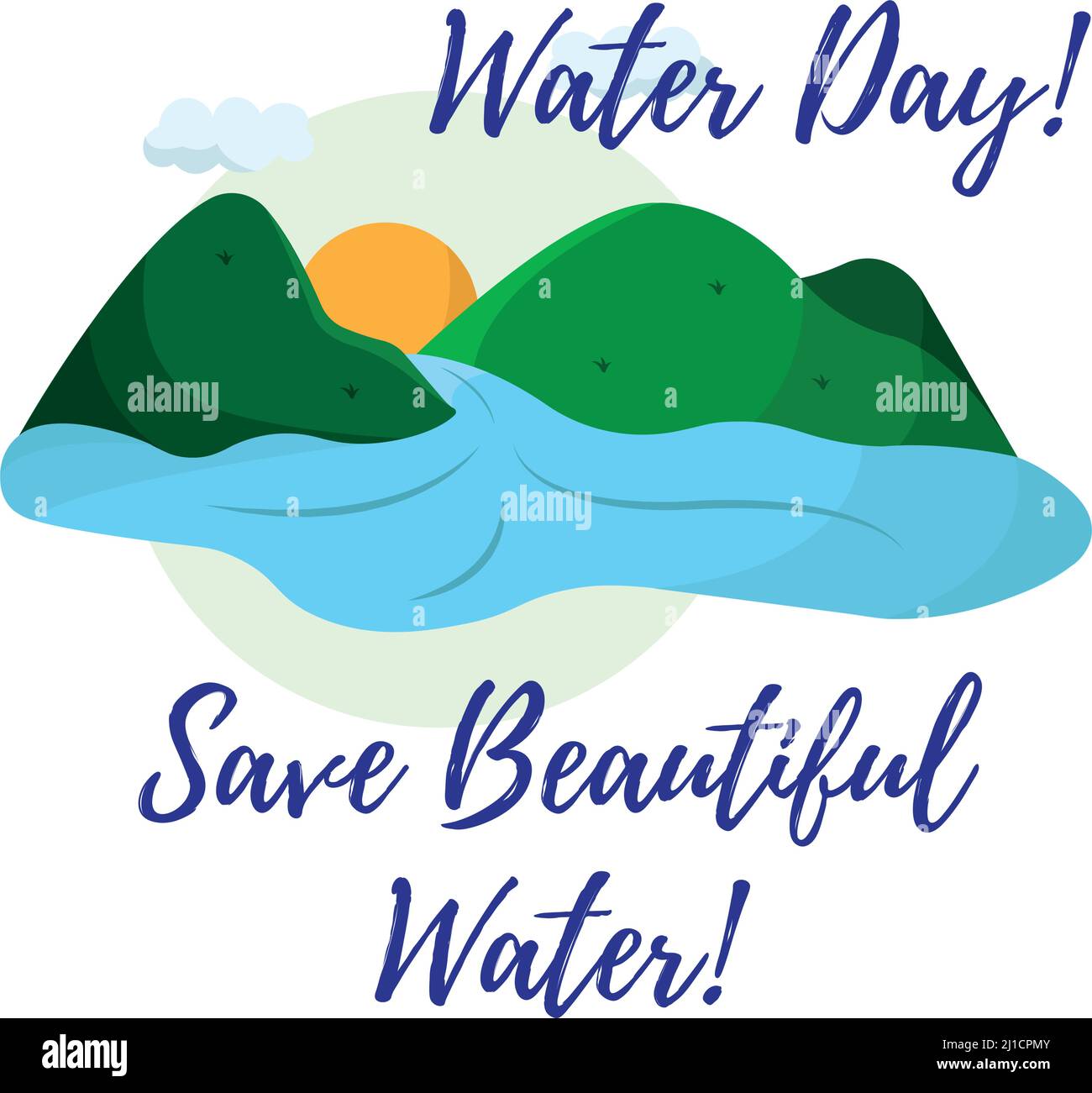 Colored natural landscape with rivers and mountains Happy water day ...