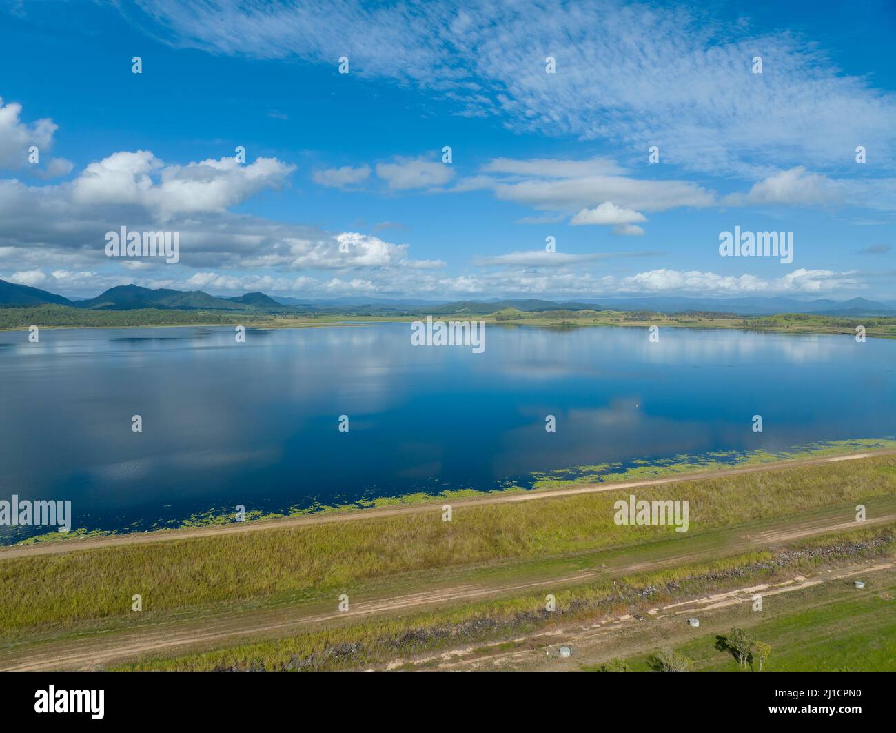 Kinchant Dam wall, Mackay, Queensland, Australia under a cloudy blue ...