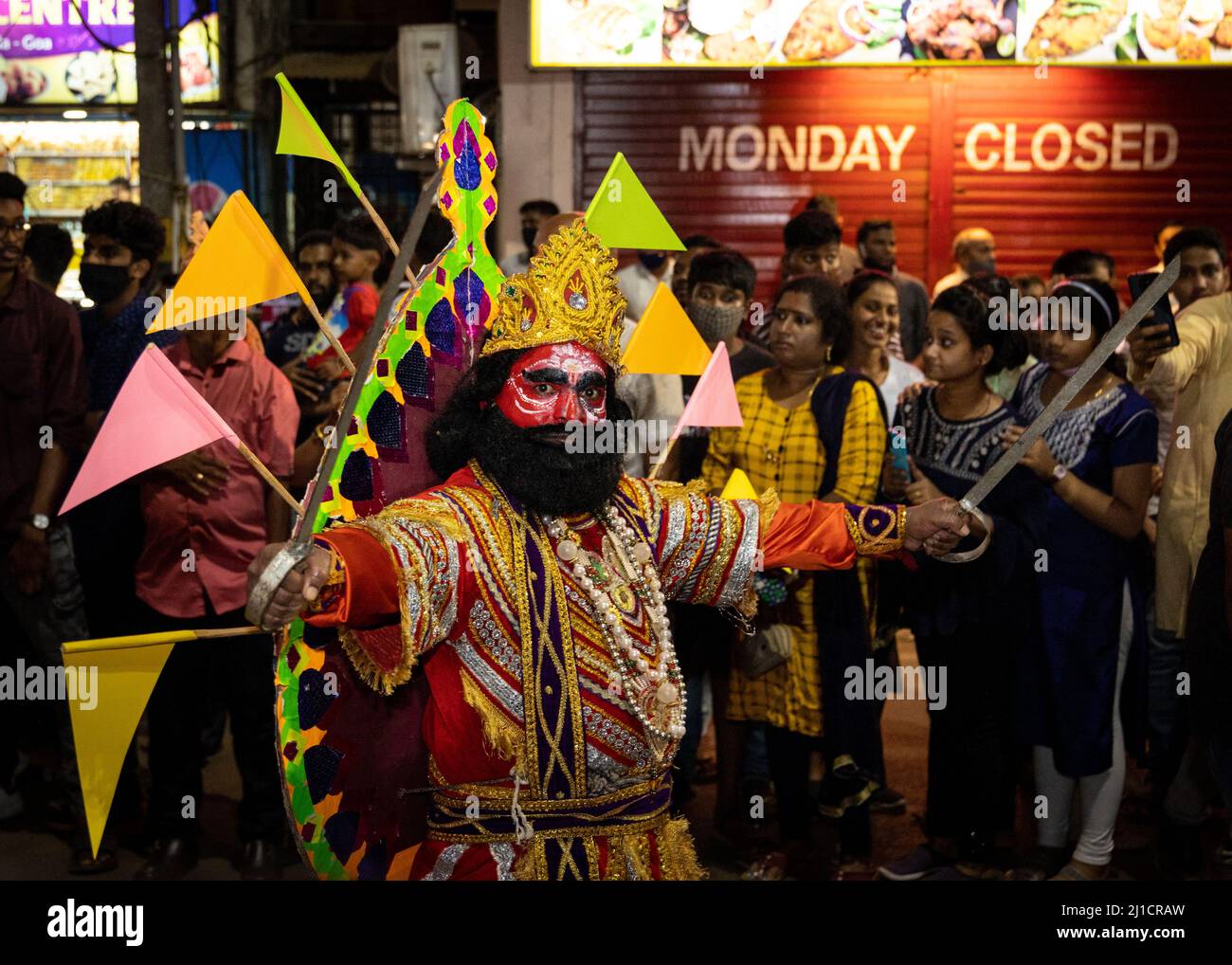 Man dressed up as Virabhadra for the Shigmo parade in Ponda, Goa Stock ...