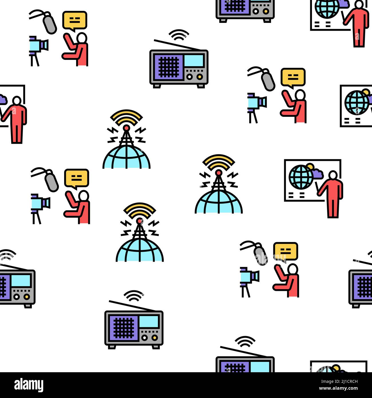 News Broadcasting Vector Seamless Pattern Stock Vector Image & Art - Alamy
