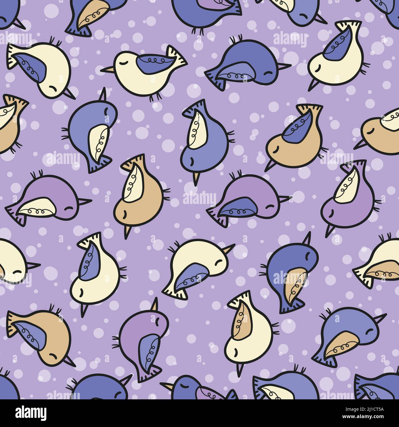Seamless pattern with funny colorful birds. Color flat vector ...