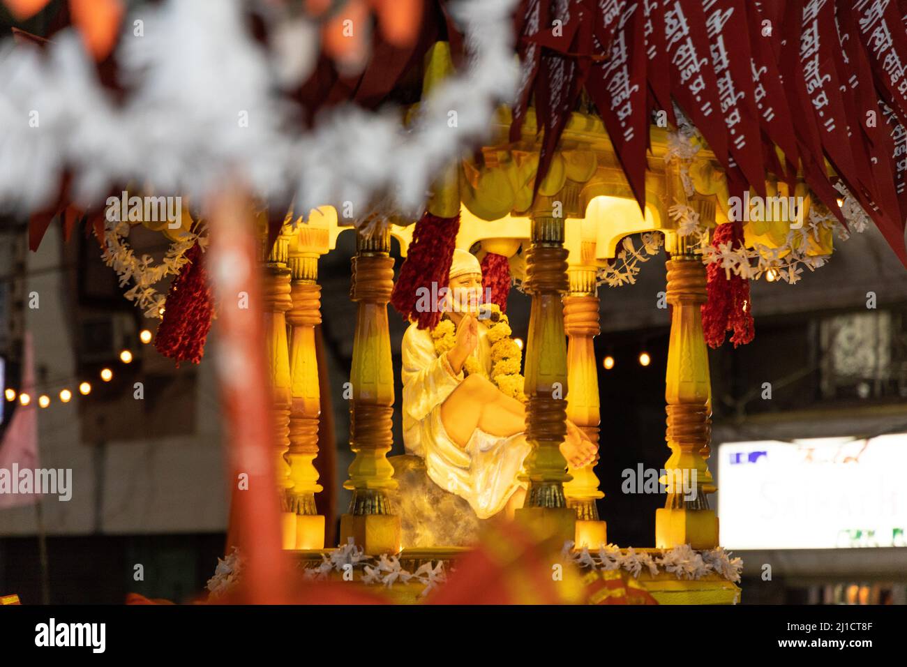 Idol of Shri Saibaba carried in palanquin at the Shigmo parade in Ponda ...