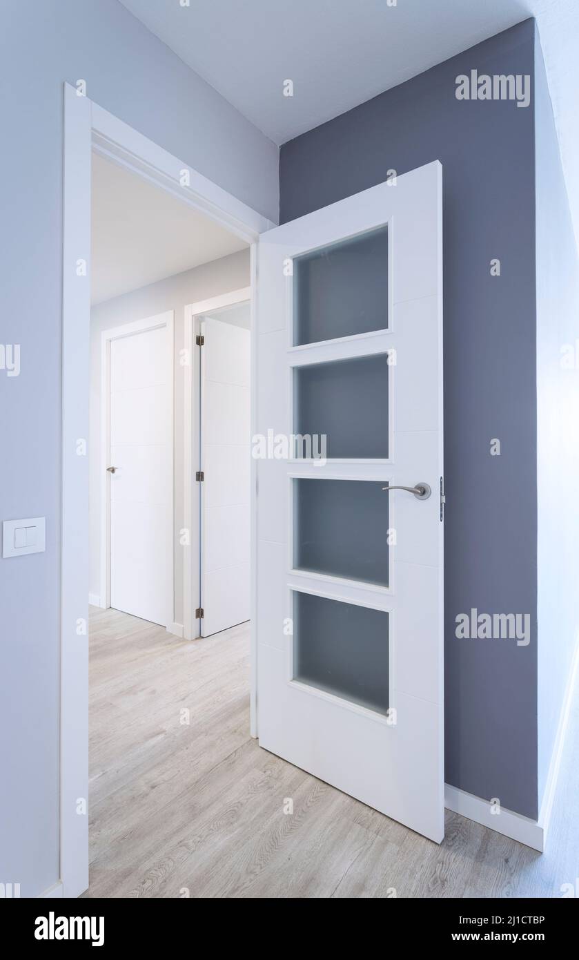 white door design with glass and white frame Stock Photo - Alamy