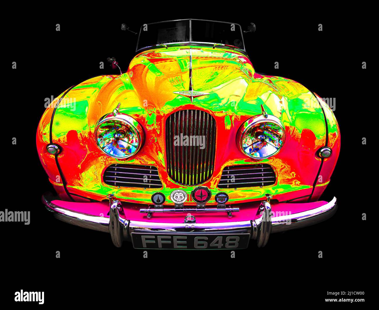 rainbow classic car on black background Stock Photo - Alamy