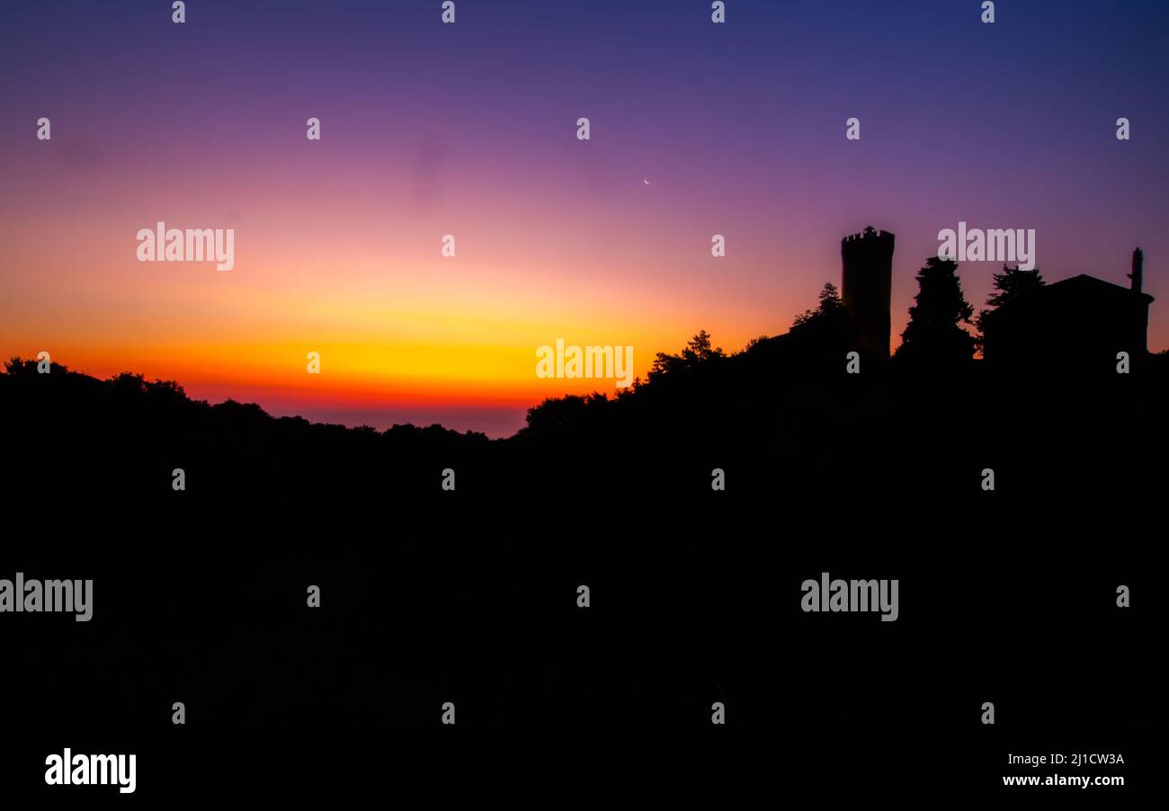 Silhouette of castle Stock Photo - Alamy