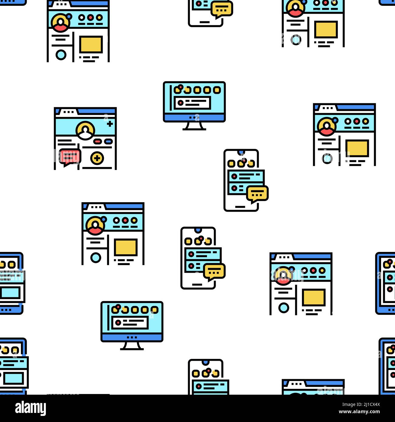 Internet Social Media Vector Seamless Pattern Stock Vector Image & Art ...