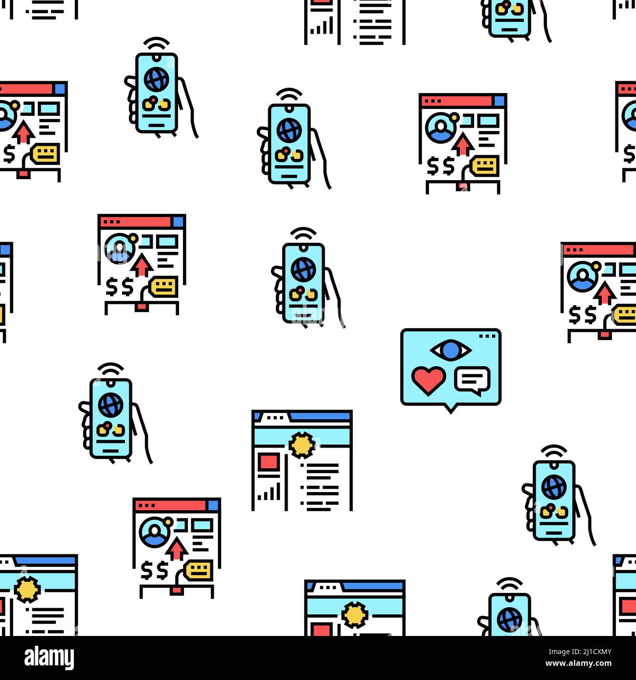 Internet Social Media Vector Seamless Pattern Stock Vector Image & Art ...