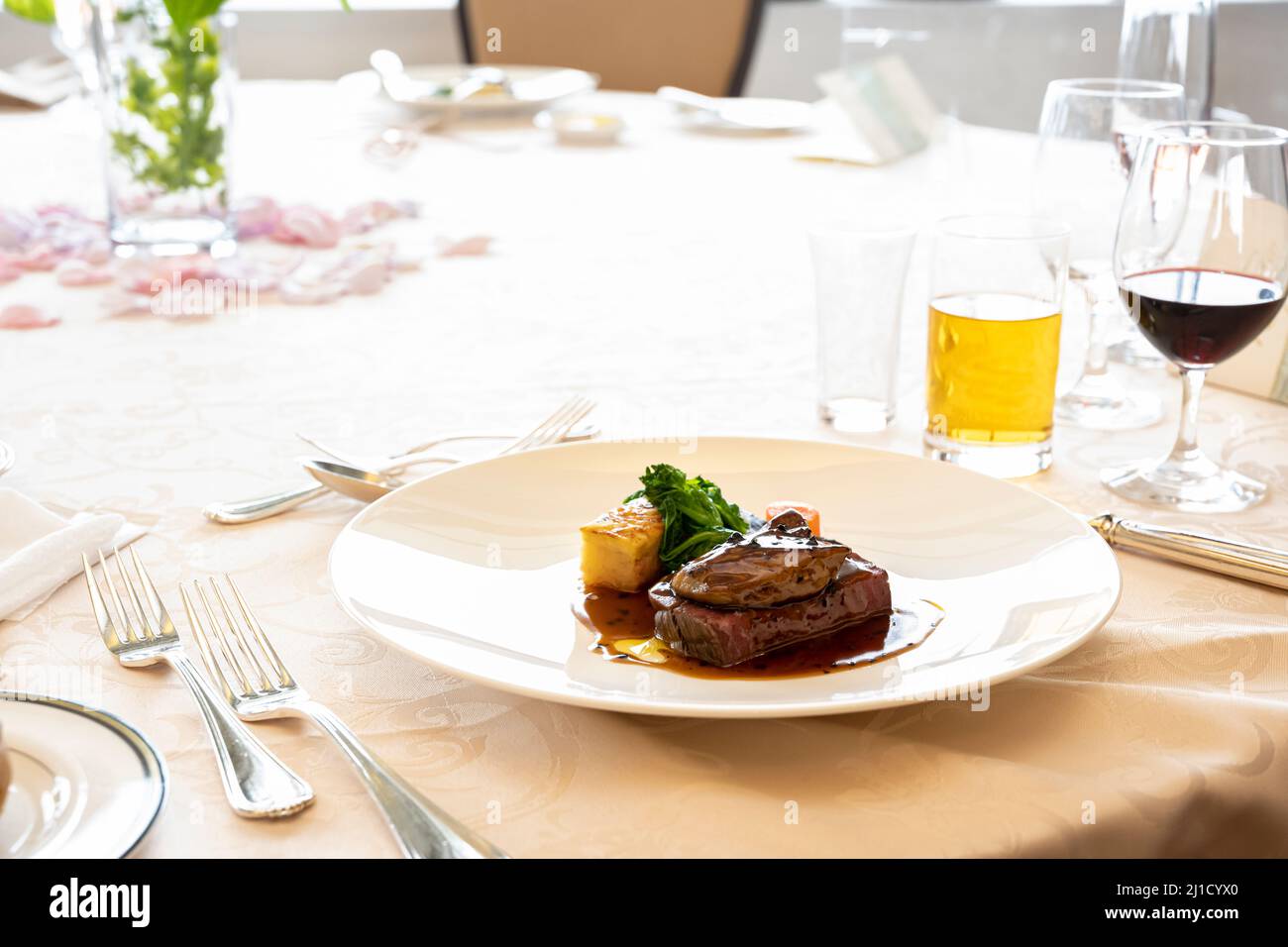 A table with the main course meal Stock Photo - Alamy