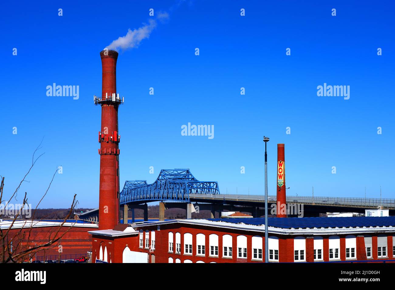 FALL RIVER, MA –5 MAR 2022- View of an old brick industrial factory ...