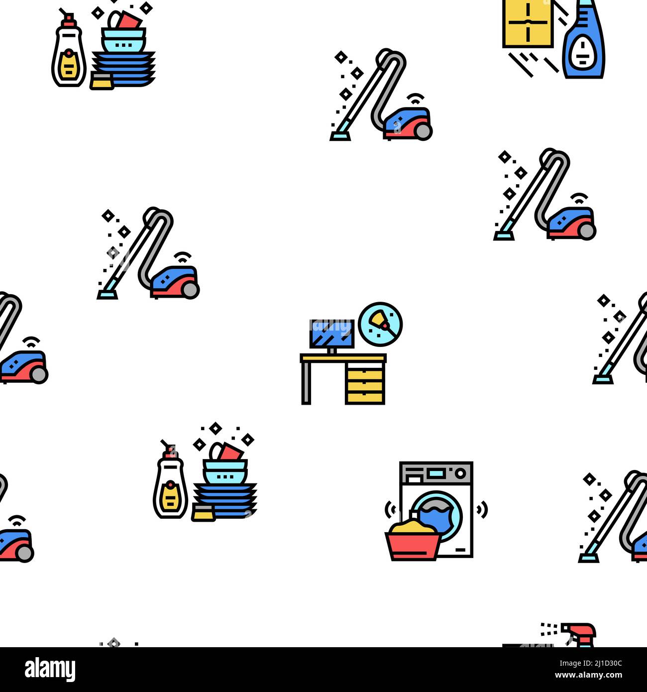 Housekeeping Cleaning Vector Seamless Pattern Stock Vector Image & Art ...