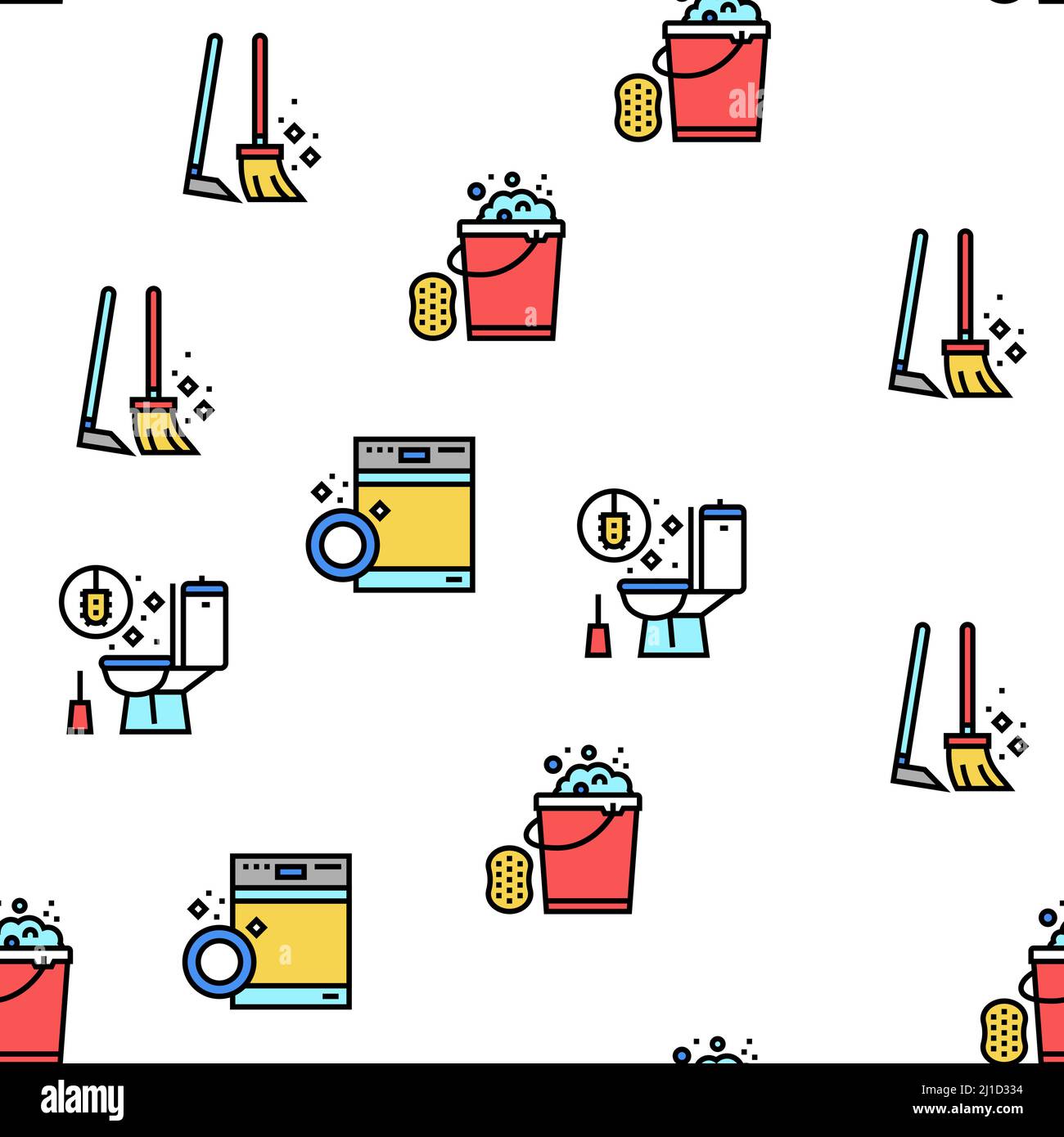 Housekeeping Cleaning Vector Seamless Pattern Stock Vector Image & Art ...