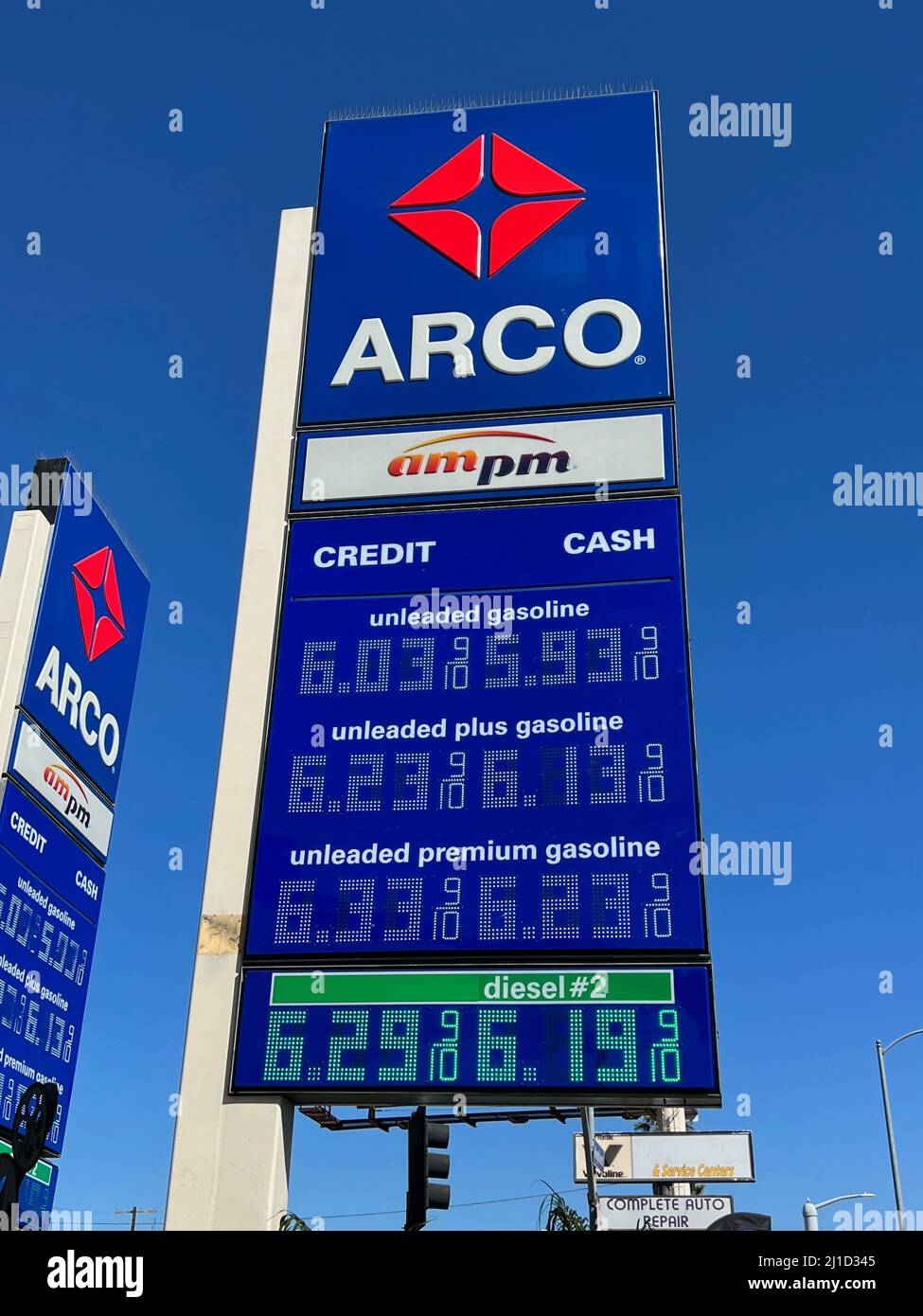 A sign at an Arco station at the corner of North Highland and Fountain ...