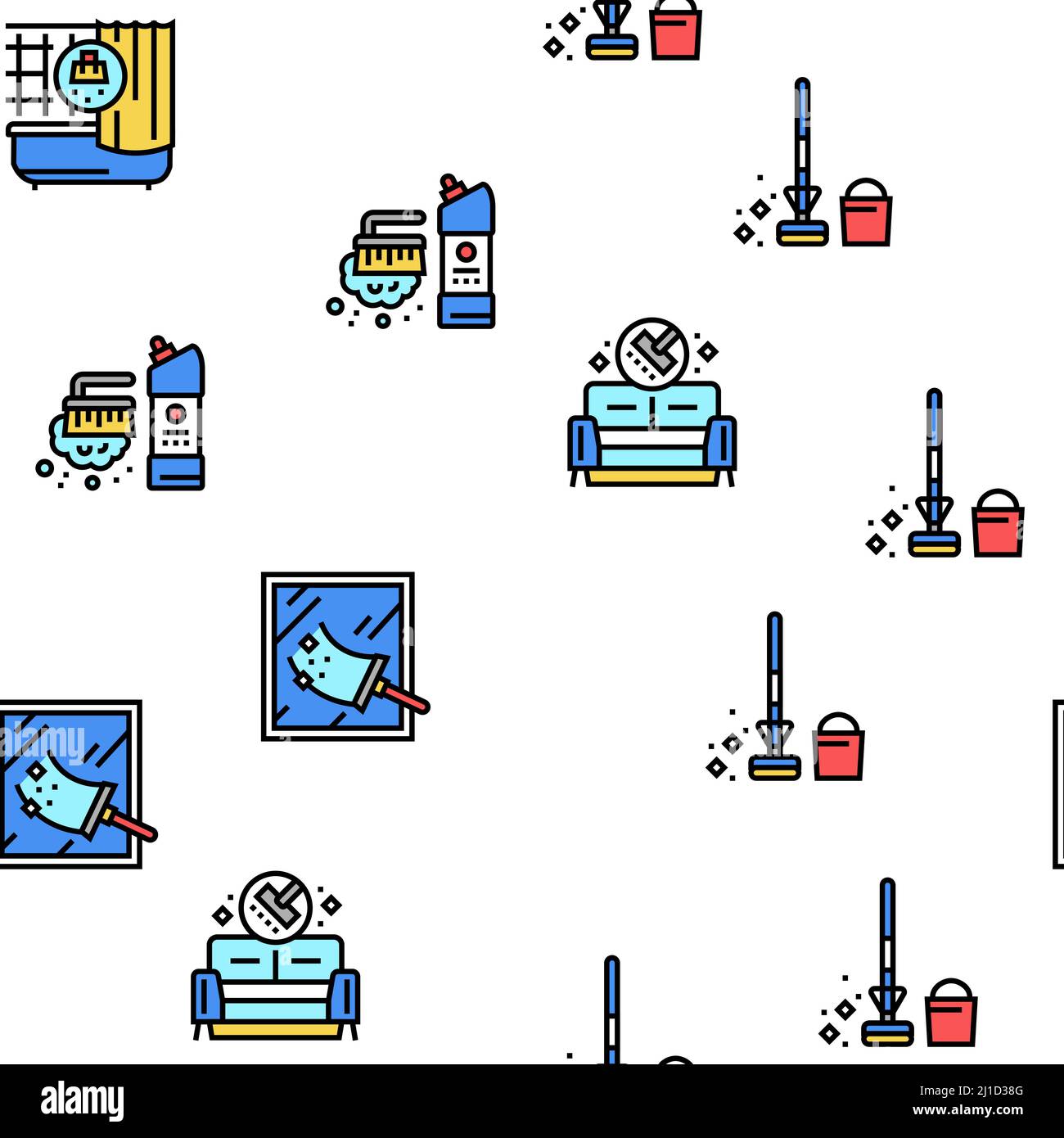 Housekeeping Cleaning Vector Seamless Pattern Stock Vector Image & Art ...