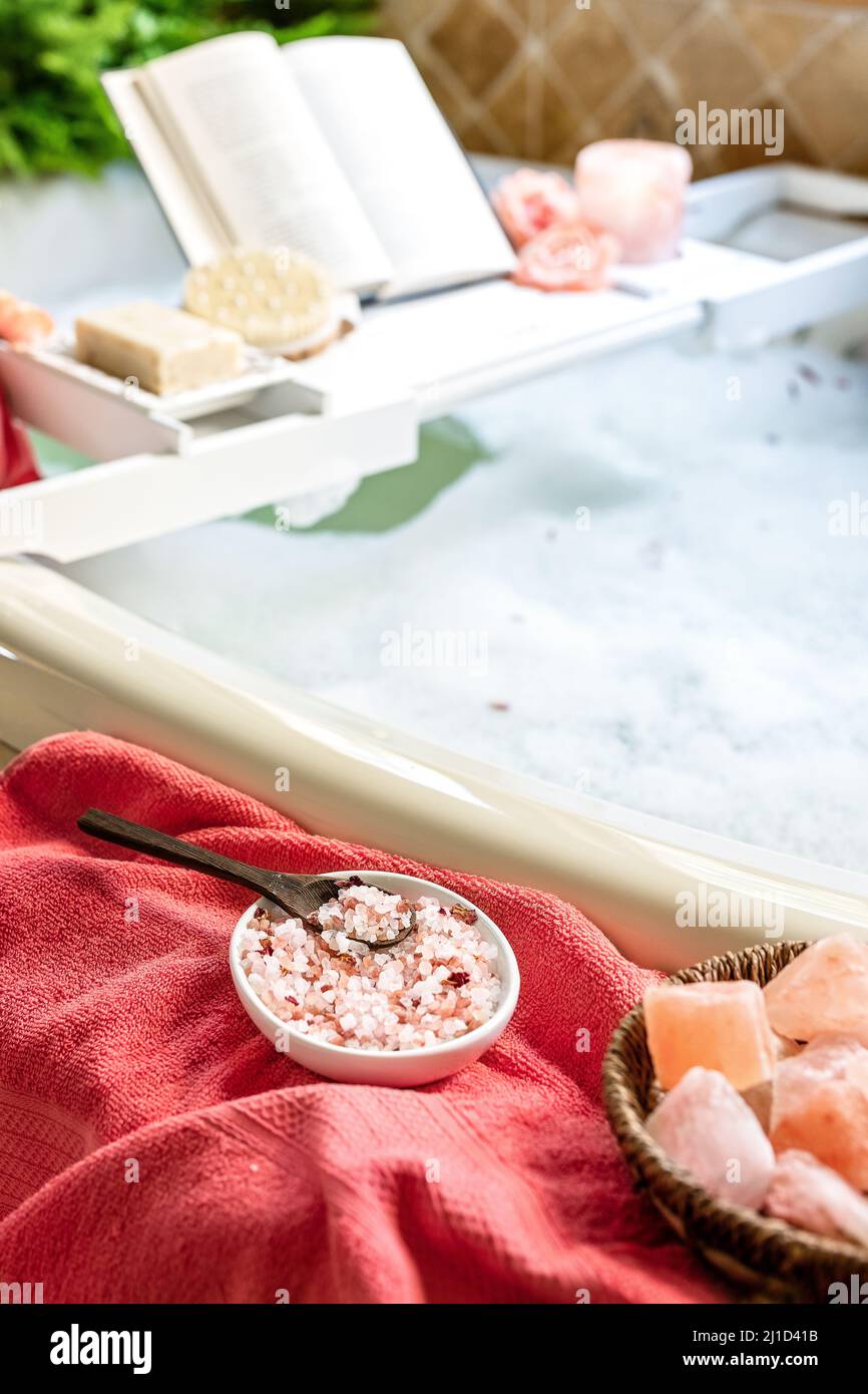 Self care spa bath Stock Photo - Alamy