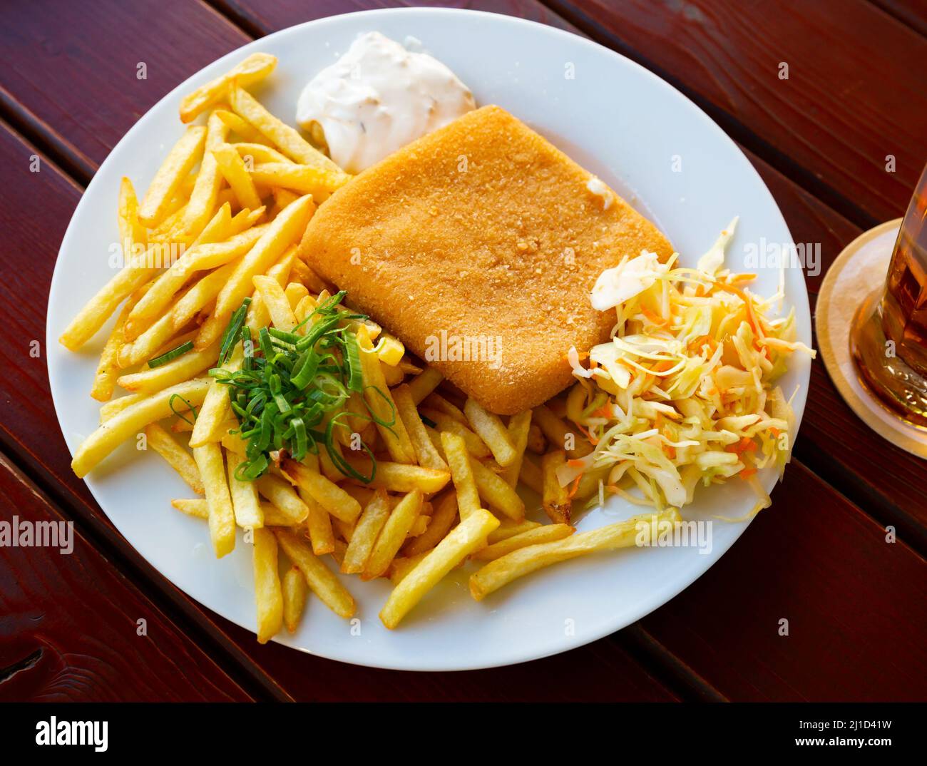 Fried cheese with french fries Stock Photo - Alamy