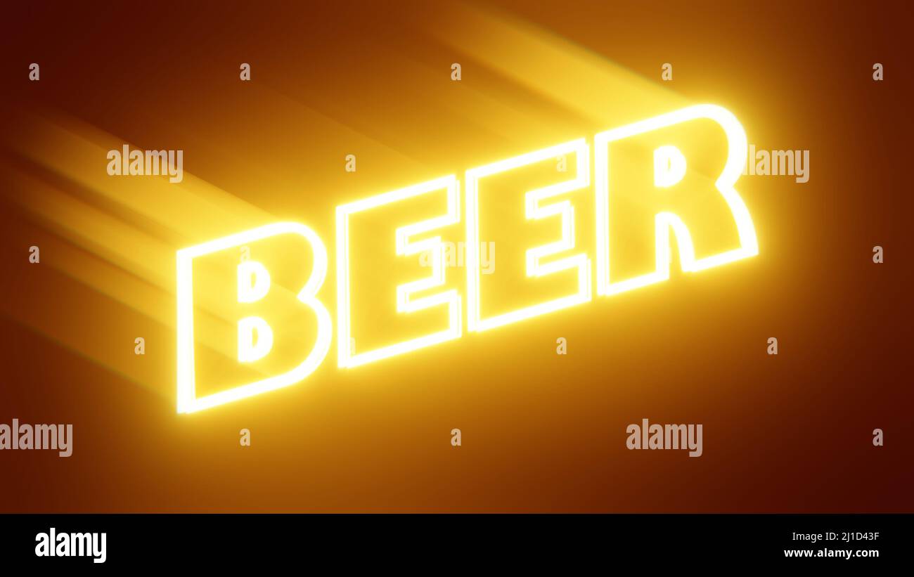 Illuminated beautiful Neon word Beer, Illustration Abstract 3d Render ...