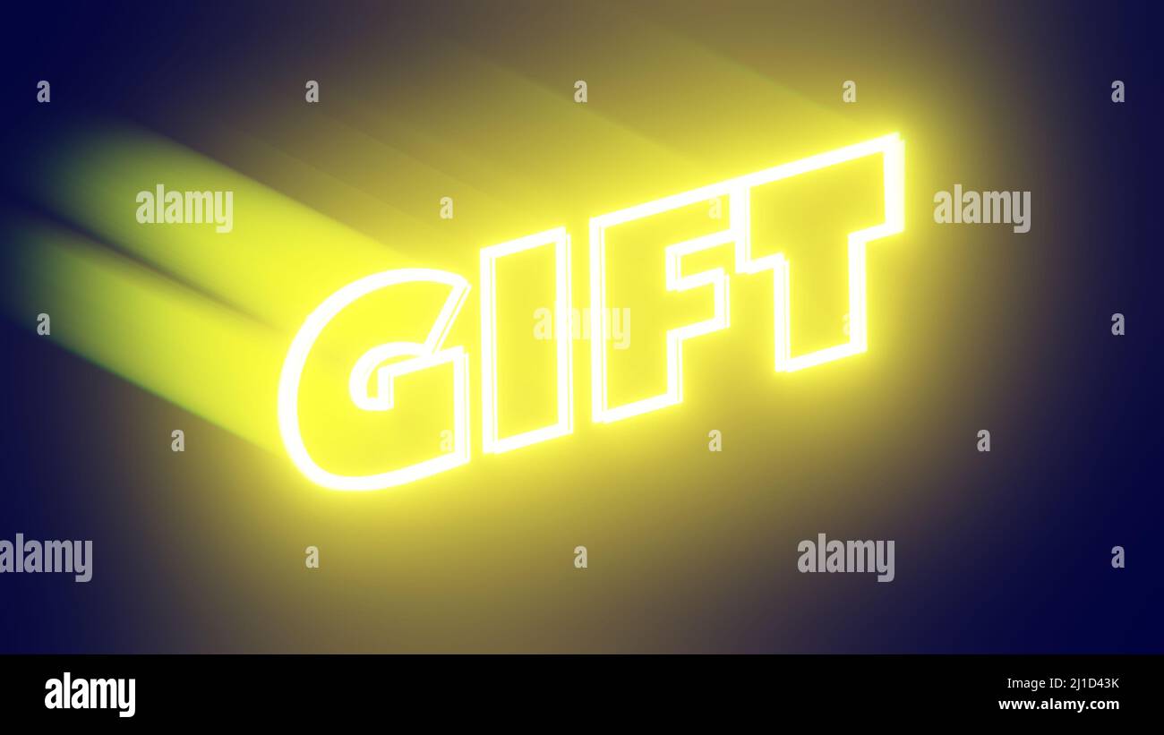 Illuminated beautiful Neon word Gift, Illustration Abstract 3d Render ...