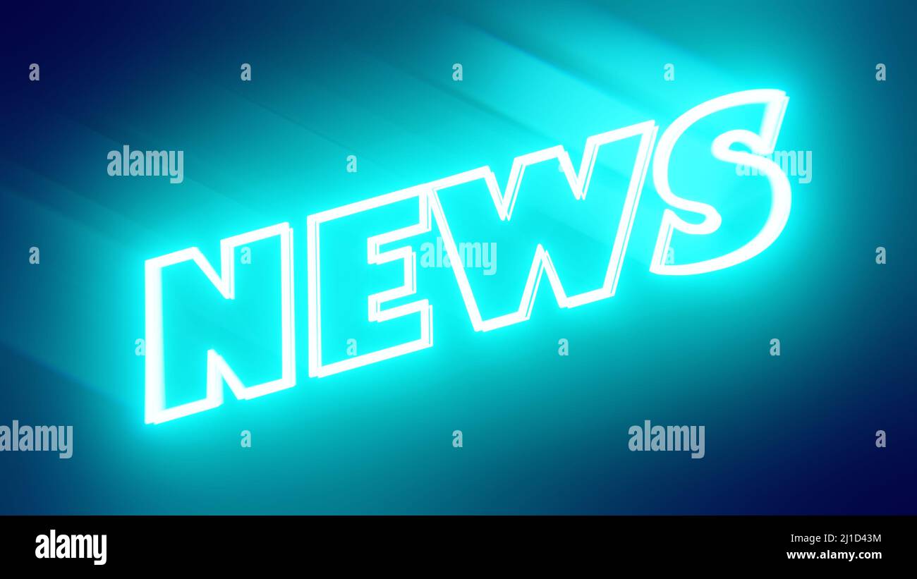 Illuminated beautiful Neon word News, Illustration Abstract 3d Render ...
