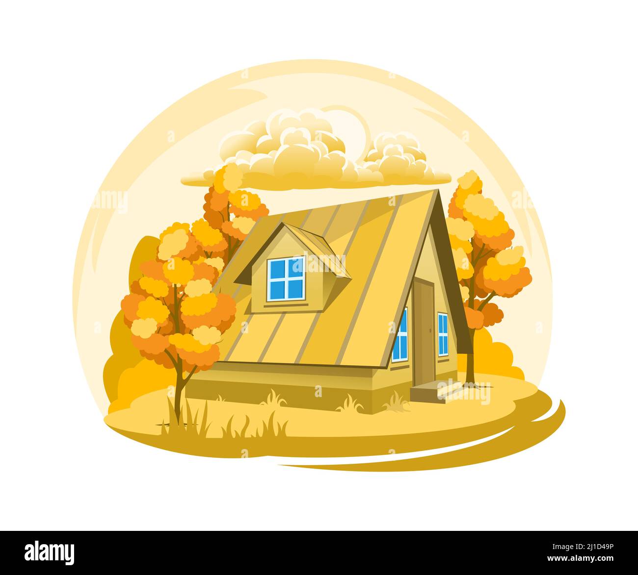 Autumn landscape. House surrounded by trees Stock Vector Image & Art ...