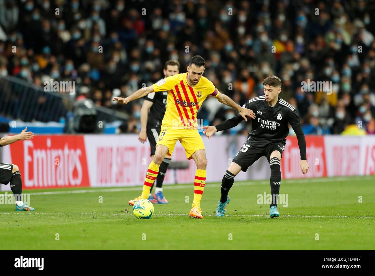 Madrid, Spain. 20th Mar, 2022. (L-R) Sergio Busquets (Barcelona), Fede ...