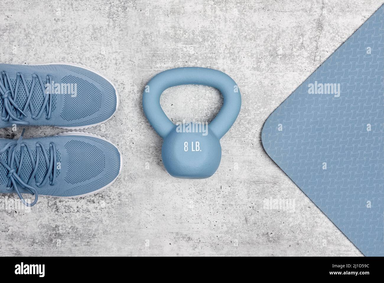 Fitness concept with blue and grey Stock Photo - Alamy