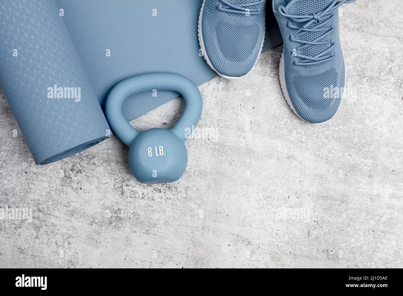 Fitness concept with blue and grey Stock Photo - Alamy
