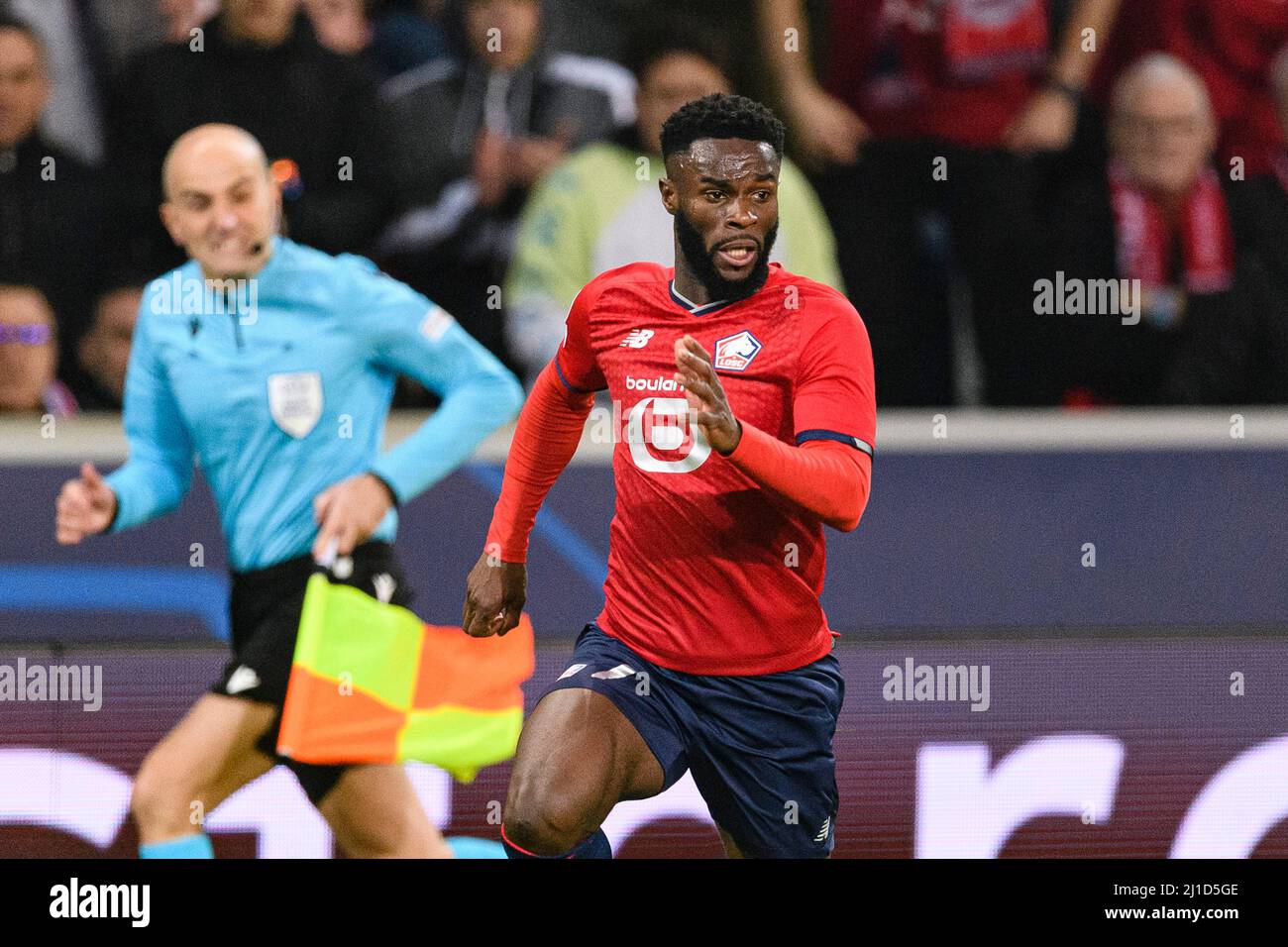 Lille, France - March 16: Jonathan Bamba of Lille runs in the field ...