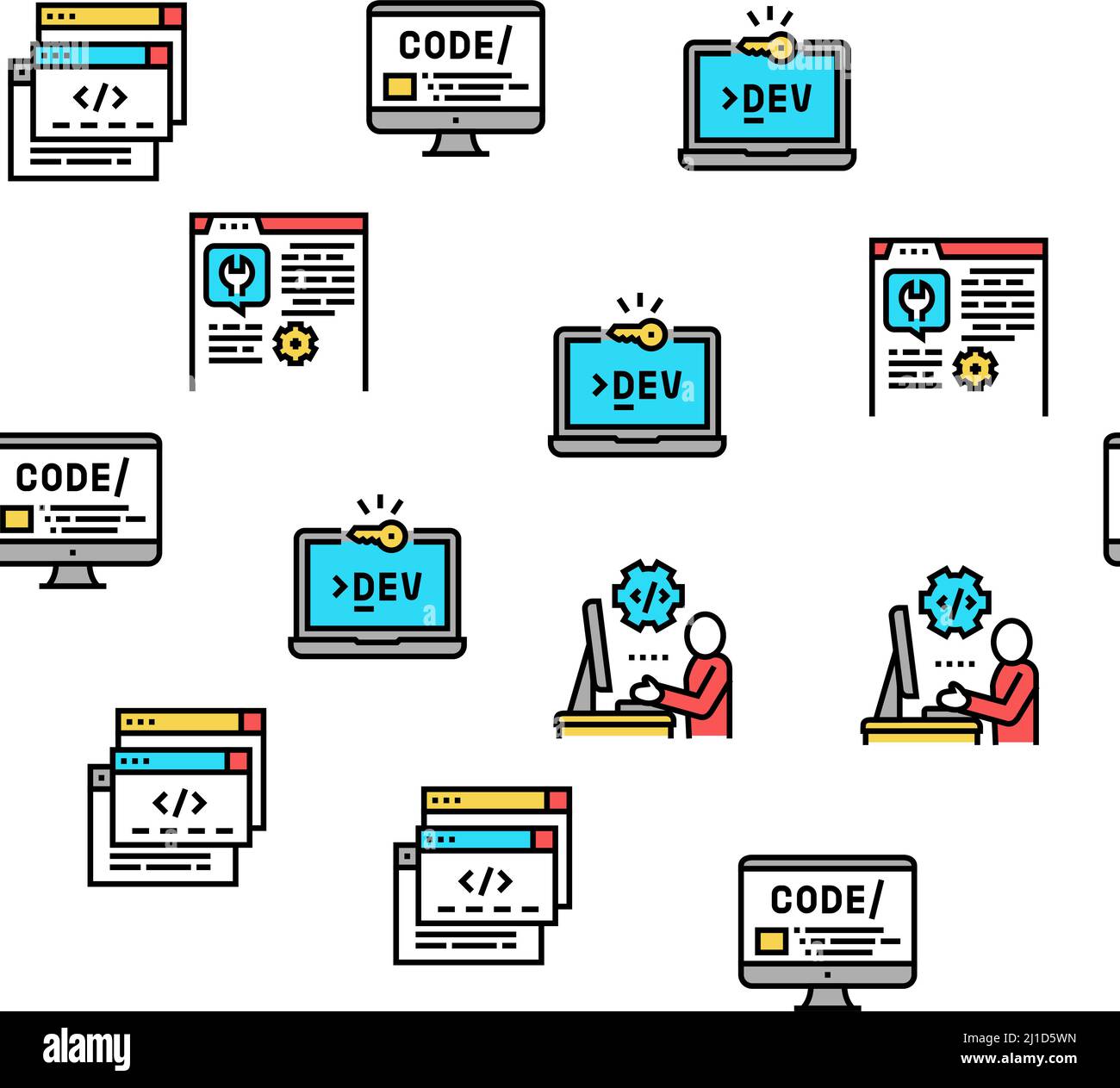 Dev Code Occupation Vector Seamless Pattern Stock Vector Image & Art - Alamy