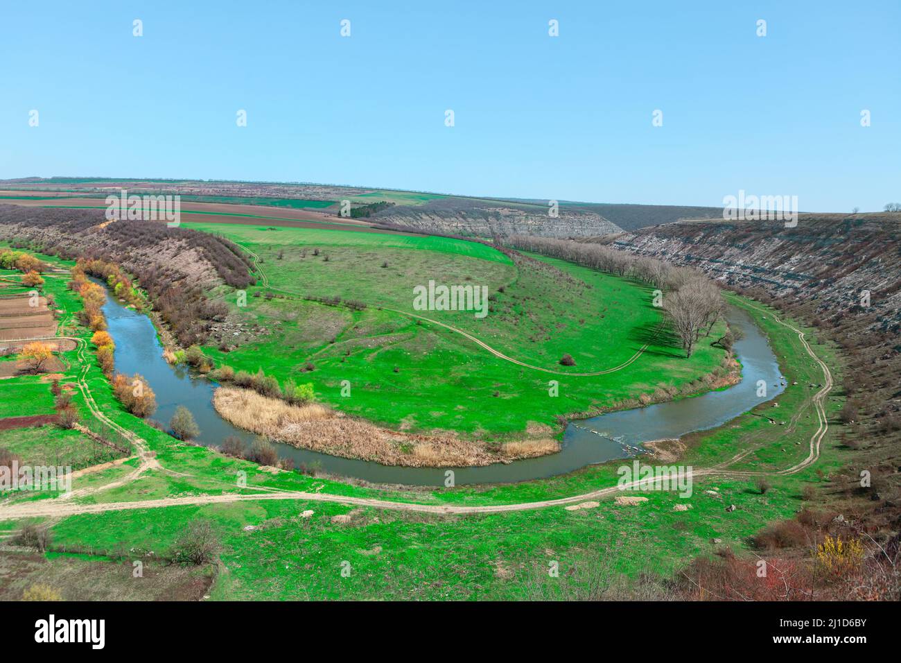 Winding river view from above . Aerial spring nature Stock Photo - Alamy