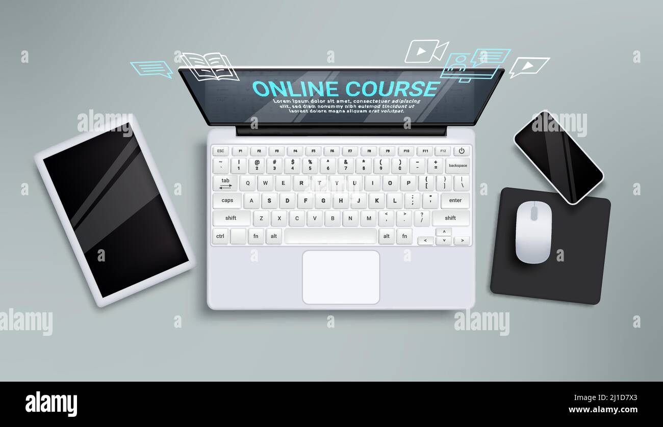 Online education vector concept design. Online course text with laptop ...
