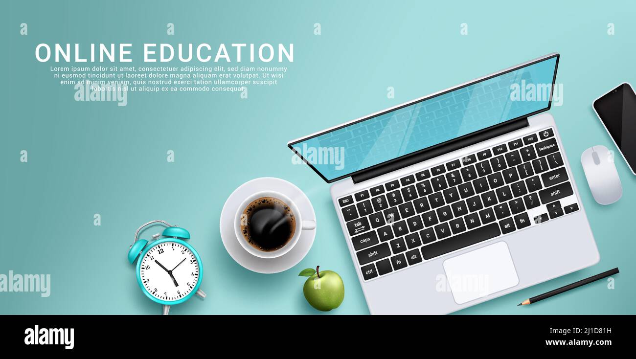 Online education school vector design. Online education text with ...