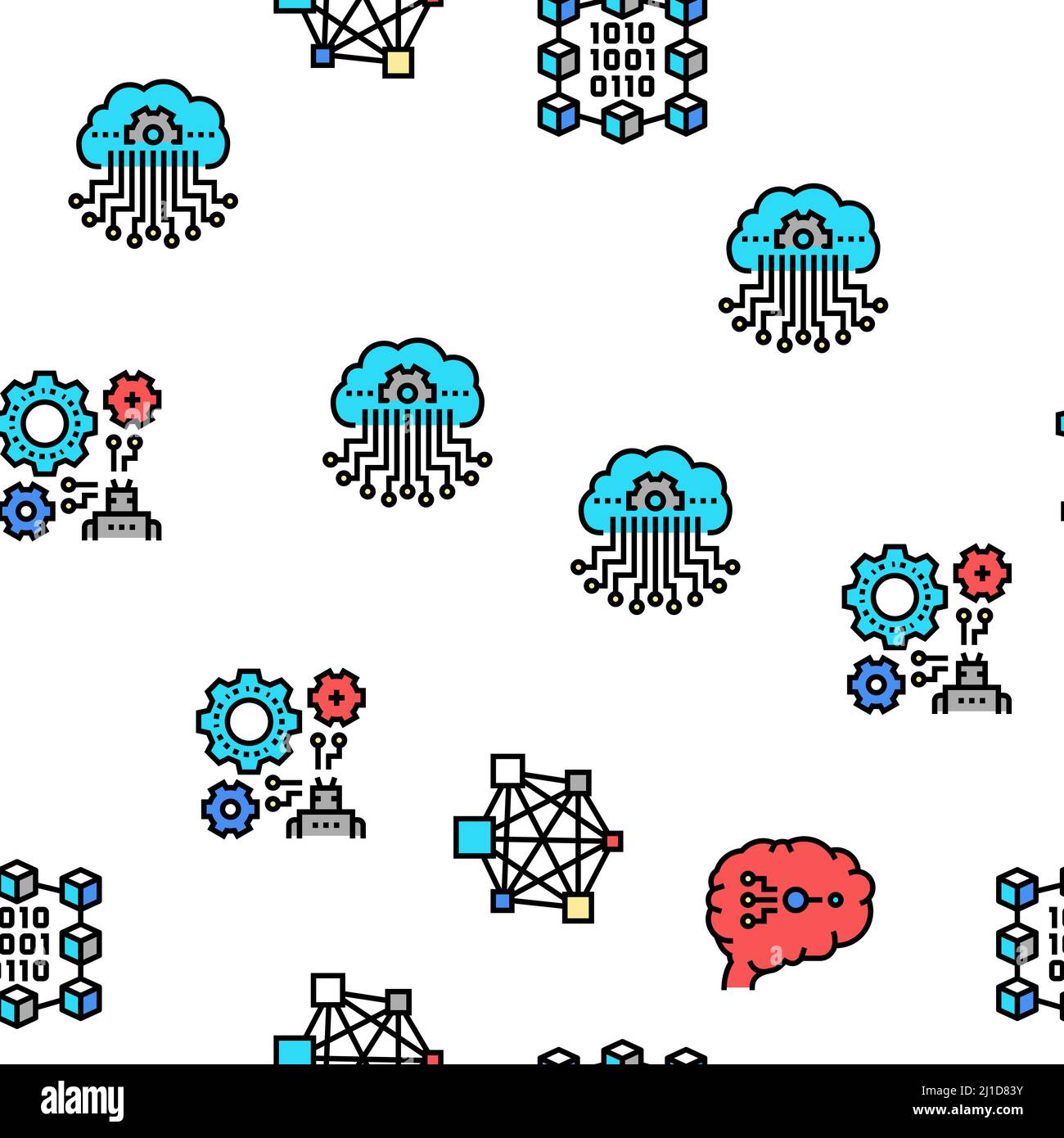 Neural Network And Ai Vector Seamless Pattern Stock Vector Image And Art
