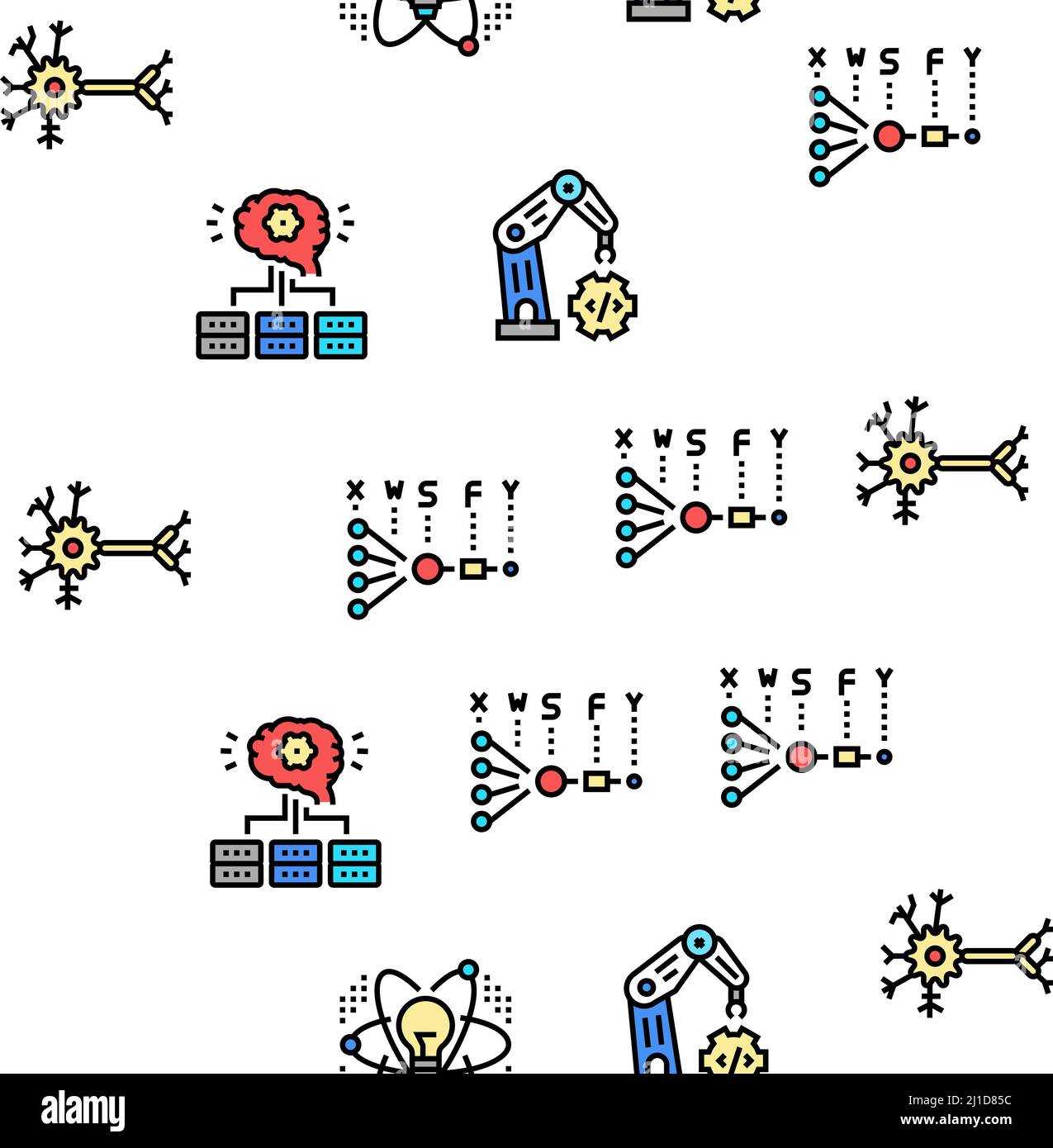 Neural Network And Ai Vector Seamless Pattern Stock Vector Image & Art ...