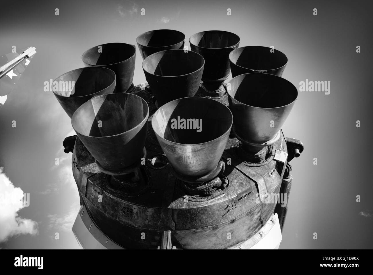 Exhaust nozzles of SpaceX Falcon on display at NASA's Space Center ...