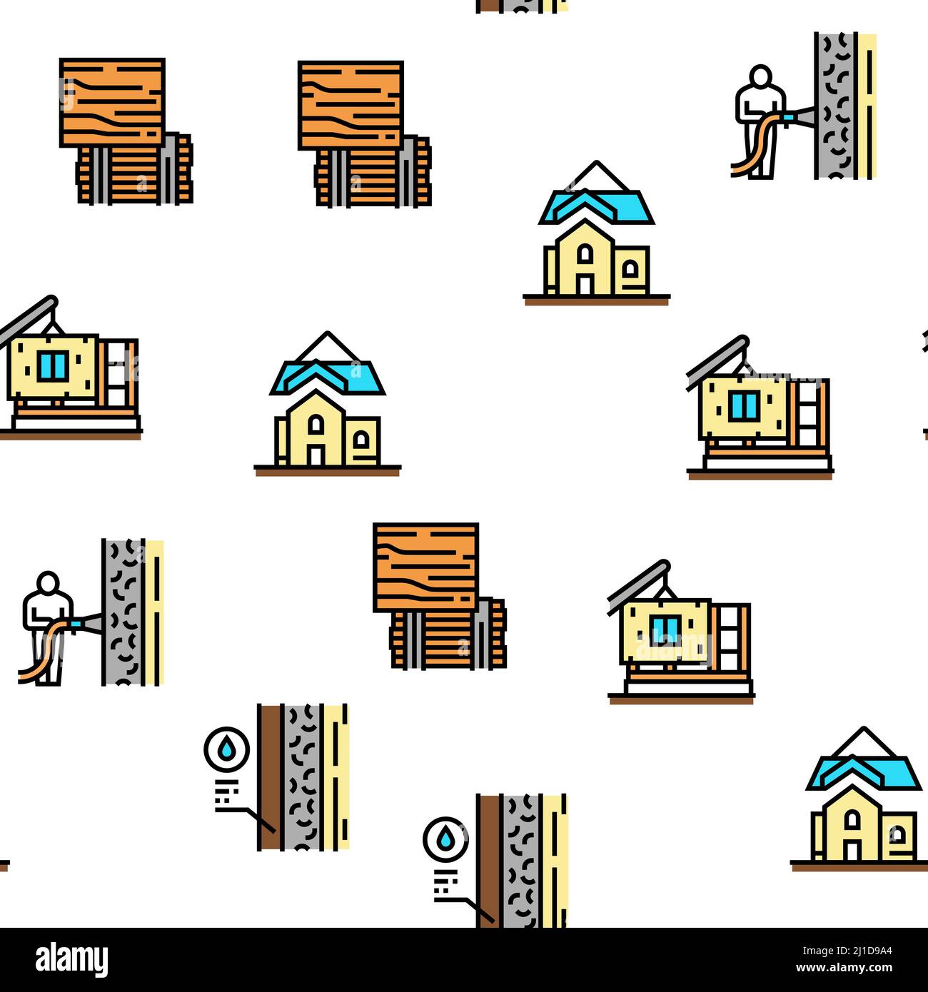 Timber Frame House Vector Seamless Pattern Stock Vector Image & Art - Alamy