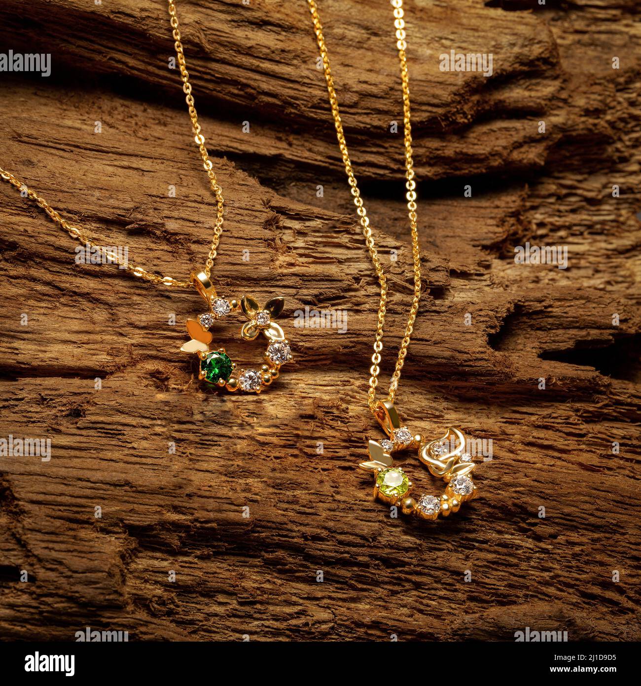 An enchanting collection of nature-inspired gold necklaces featuring ...
