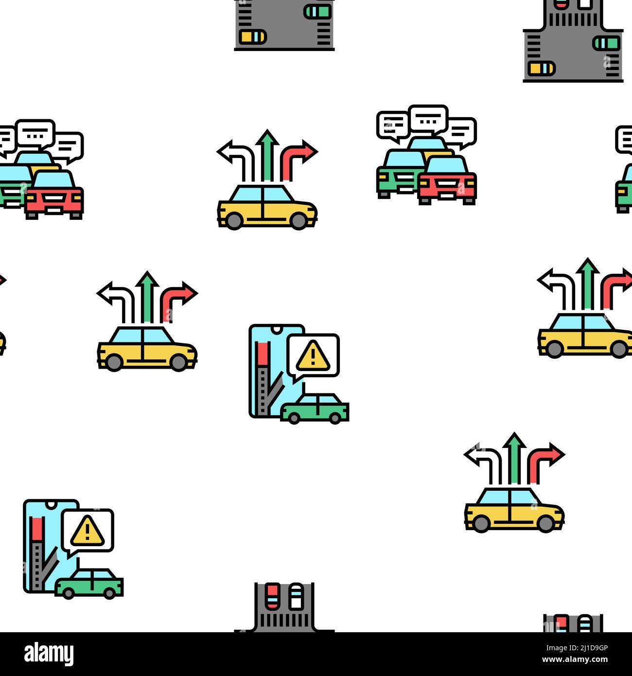Traffic Jam Transport Vector Seamless Pattern Stock Vector Image & Art ...