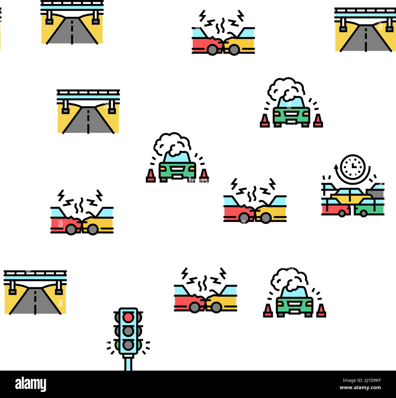 Traffic Jam Transport Vector Seamless Pattern Stock Vector Image & Art ...