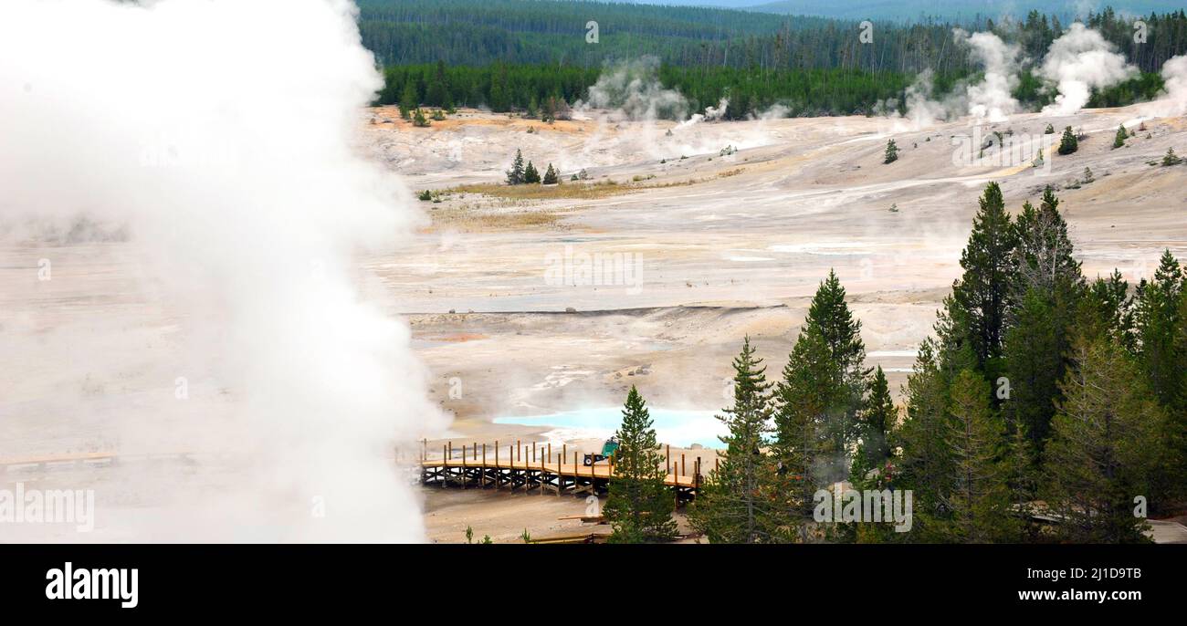 Construction of new, and safer, walkway through Norris Geyser Basin ...
